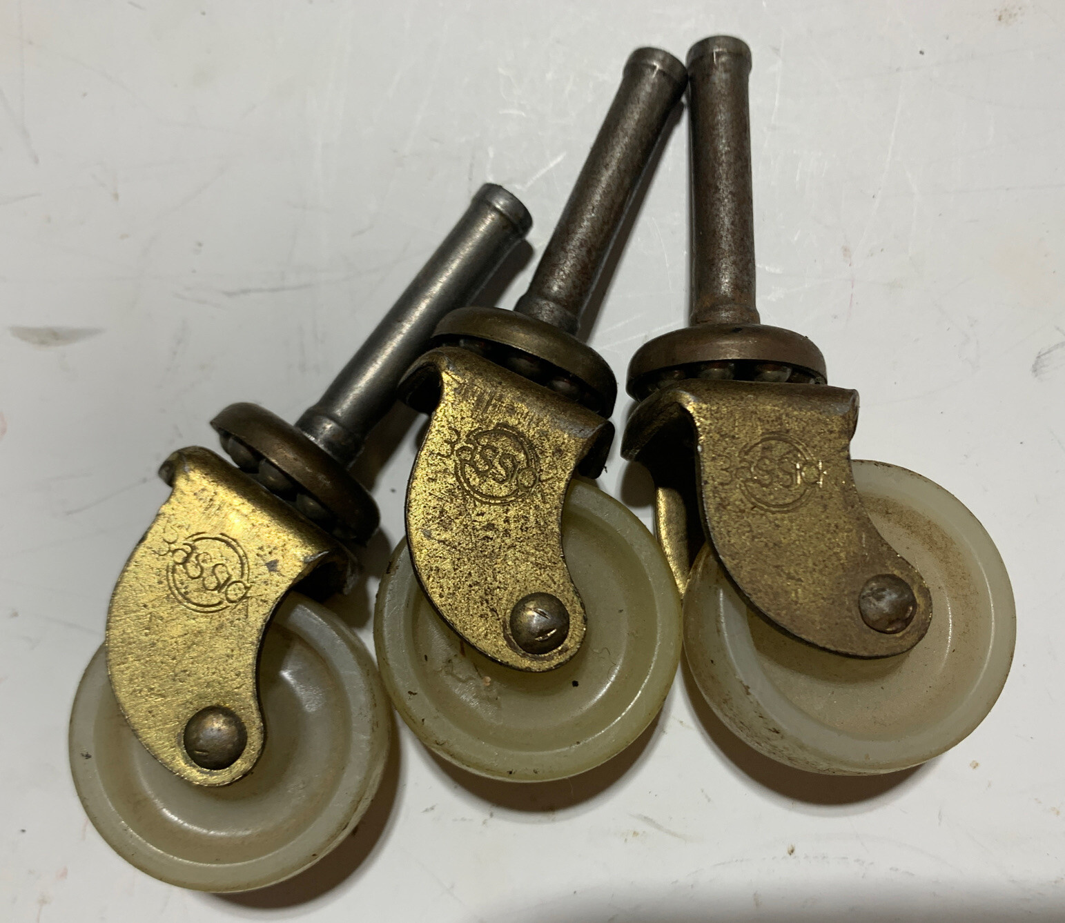 8 Vintage 1” Bassick Plastic + Metal Caster Wheels MCM Retro Office ...