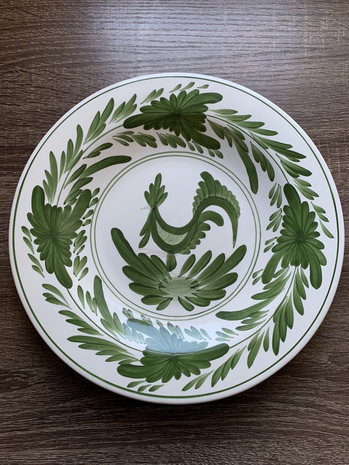Green Rooster Toile Hanging Dinner Plate 10.25” Handmade The Cooley ...