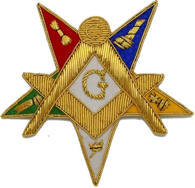 MASONIC ORDER OF EASTERN STAR OES EMBLEM White G PATCH HAND EMBROIDERED ...