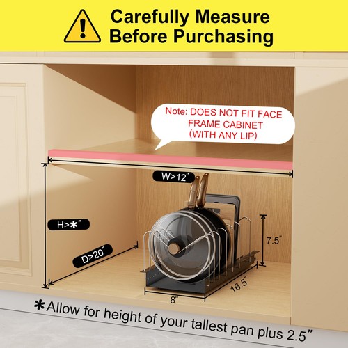 Pull Out Pots and Pans Organizer for Cabinet-Sliding Lid Holder Pan ...