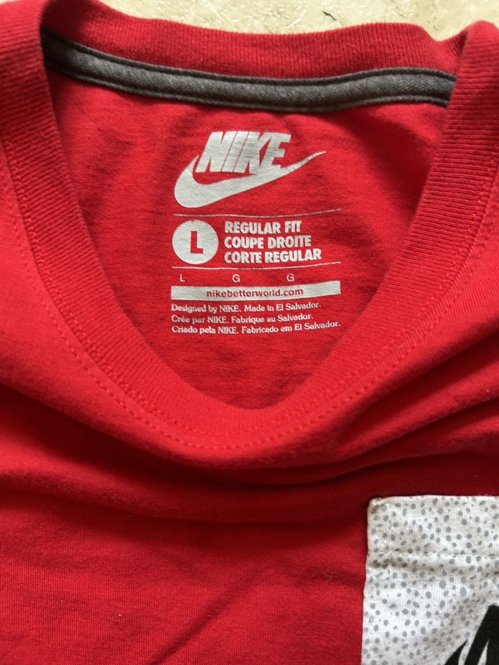 Nike Regular Fit Casual Pocket T-Shirt Size Large Mens Red Logo Short ...