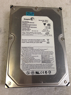 Seagate ST3200827A P/N:9BD03E-520 F/W: 3.AAE 200GB IDE Hard Disk Drive ...