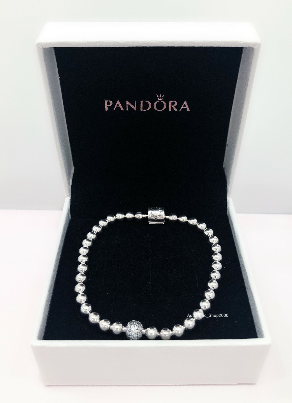 NEW 100% Authentic PANDORA 925 Silver Beads & Pave Clasp Bracelet ...