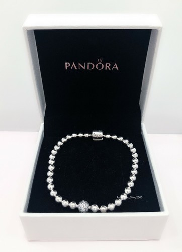 NEW 100% Authentic PANDORA 925 Silver Beads & Pave Clasp Bracelet ...