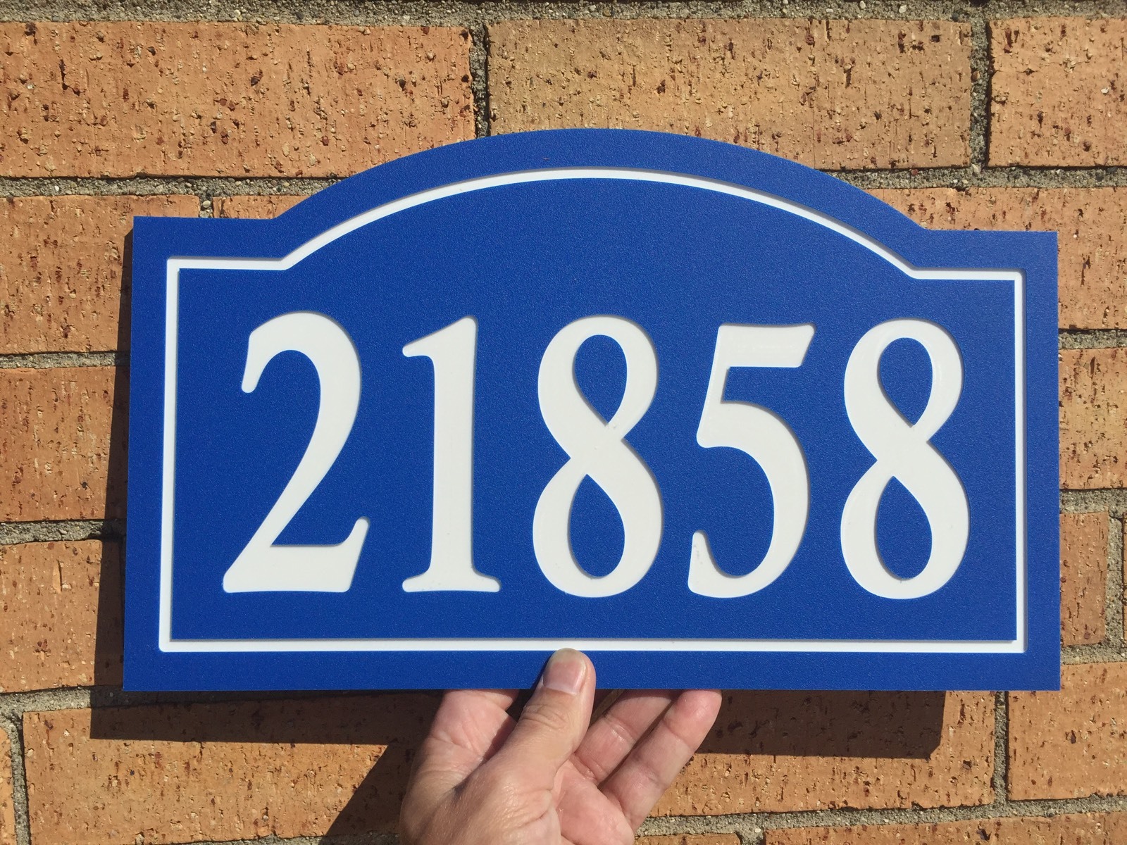 Arched House Number Sign Address Plaque 14x8.5" Blue/White 1/4" King ...