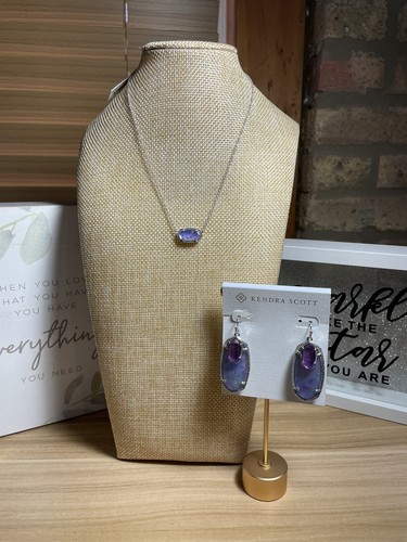 Kendra Scott Emmy Elisa Lilac Purple Iridescent in Silver Rhodiumplated ...