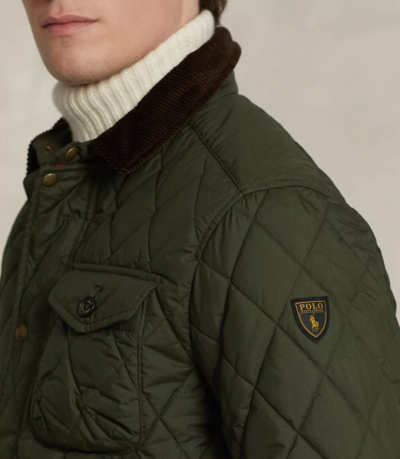 Polo Ralph Lauren Military Brown Corduroy Collar Diamond Quilted Ranch ...