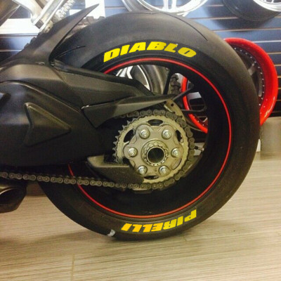 Permanent MOTORCYCLE Tire Lettering DIABLO Stickers 0.50"yellow SET ...