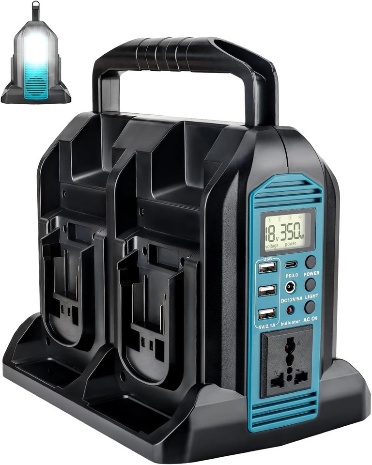 4 Ports 350W Portable Power Bank Inverter for Makita 18V Battery to AC ...