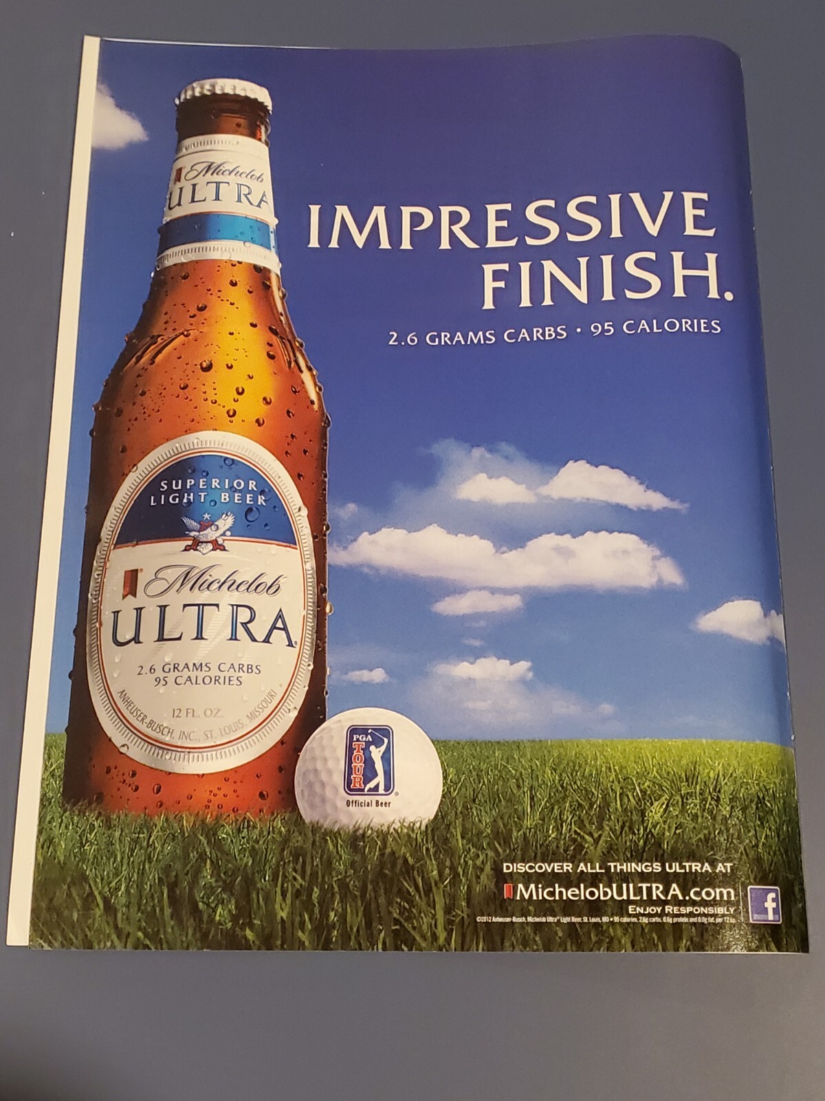 MICHELOB ULTRA Ad 2012 8" X 11" Rare Vintage PGA GOLF Official Beer ...