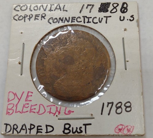 1788 COLONIAL COPPER CONNECTICUT DRAPED BUST UNITED STATES COIN! AG ...