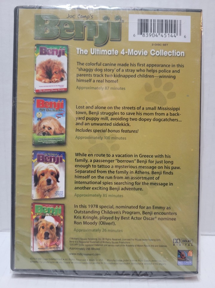 Joe Camp's Benji: The Ultimate 4-Movie Collection (DVD, 2008) New ...