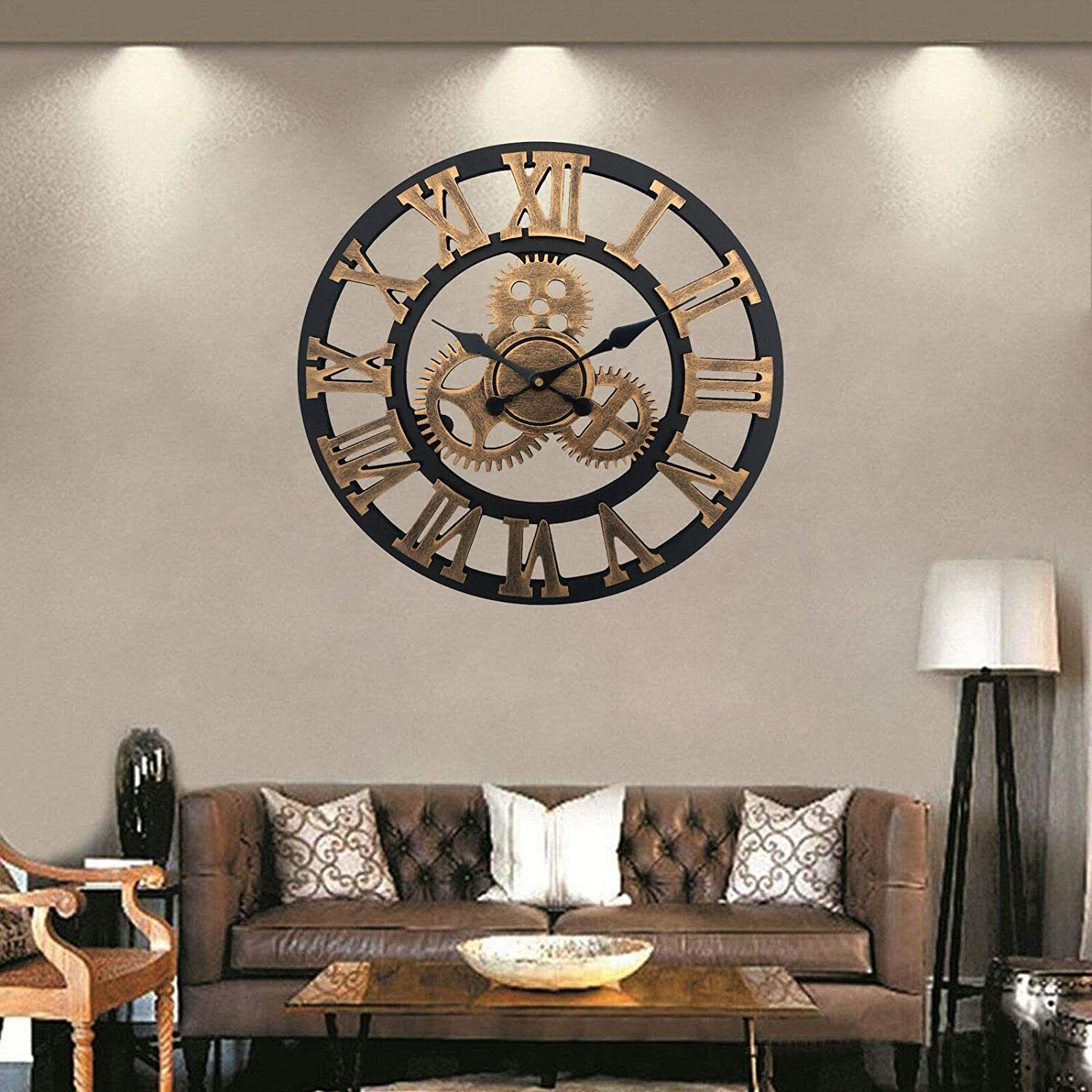 60cm Extra Large Roman Numerals Skeleton Wall Clock Giant Big Open Face ...