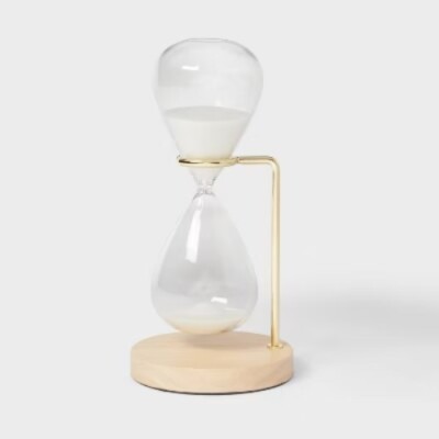 Decorative Hourglass with Rubber Wood Stand Natural Wood - Threshold ...