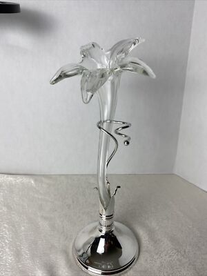 Oneida Amaryllis Bud Vase 12 Inches Clear Glass And Silverplate | eBay
