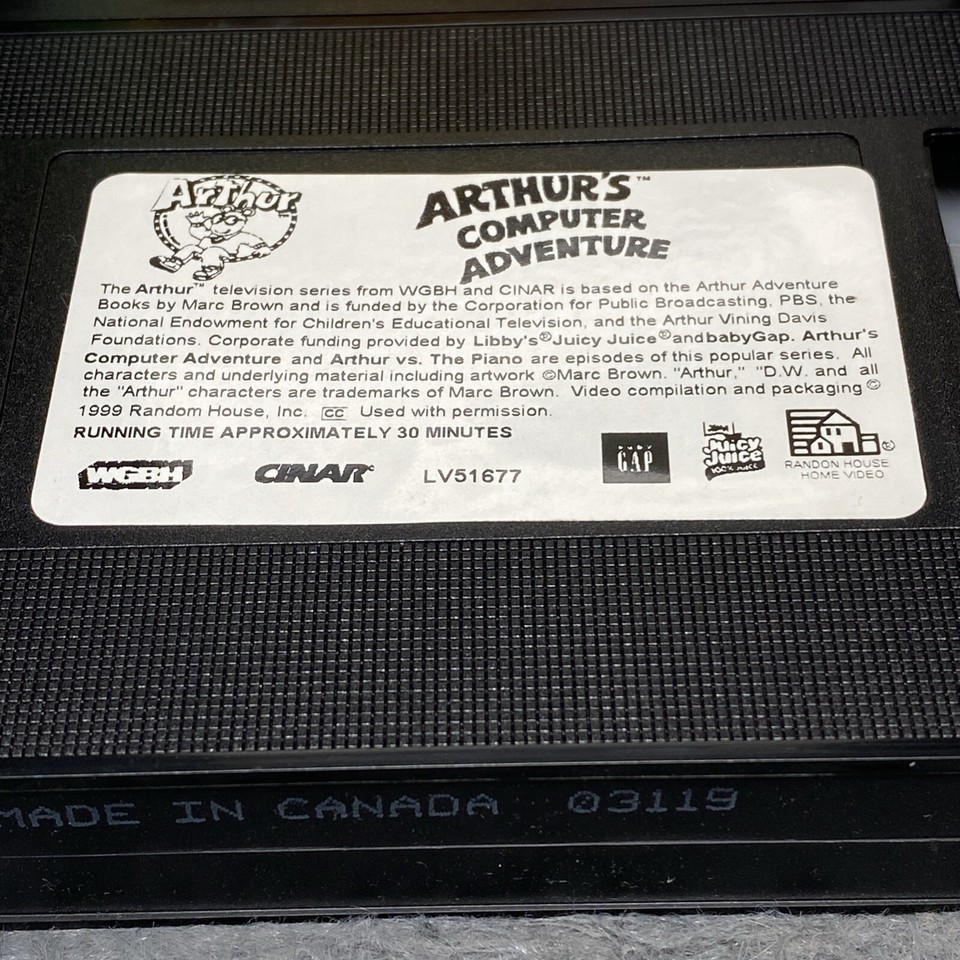 Arthur - Arthur's Computer Adventure & Arthur vs. The Piano VHS Tape ...
