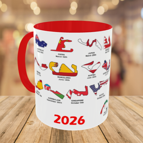 F1 Formula one racing calendar mug 2026, 2026 f1 track mug | eBay UK