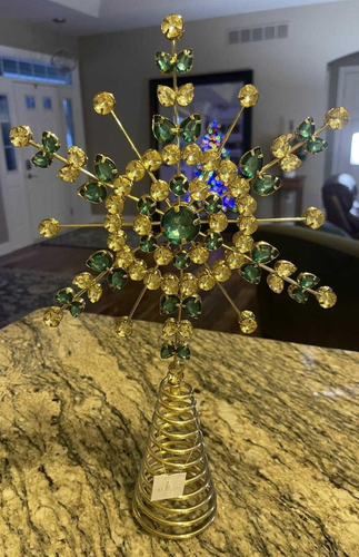 NWT Frontgate Tree Topper Rhinestone Jeweled Green & Gold 15" | eBay UK