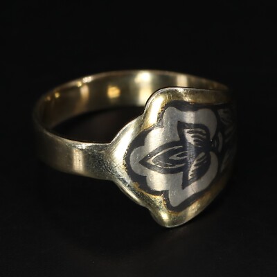 VTG Sterling Silver - RUSSIA Nielloware Flower Gold Ring Size 8 - 2g | eBay