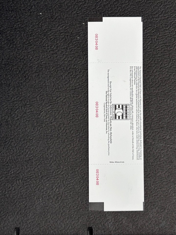 NATIONAL BASEBALL HALL OF FAME 1 ADULT TICKET OCTOBER 21 1996 ...