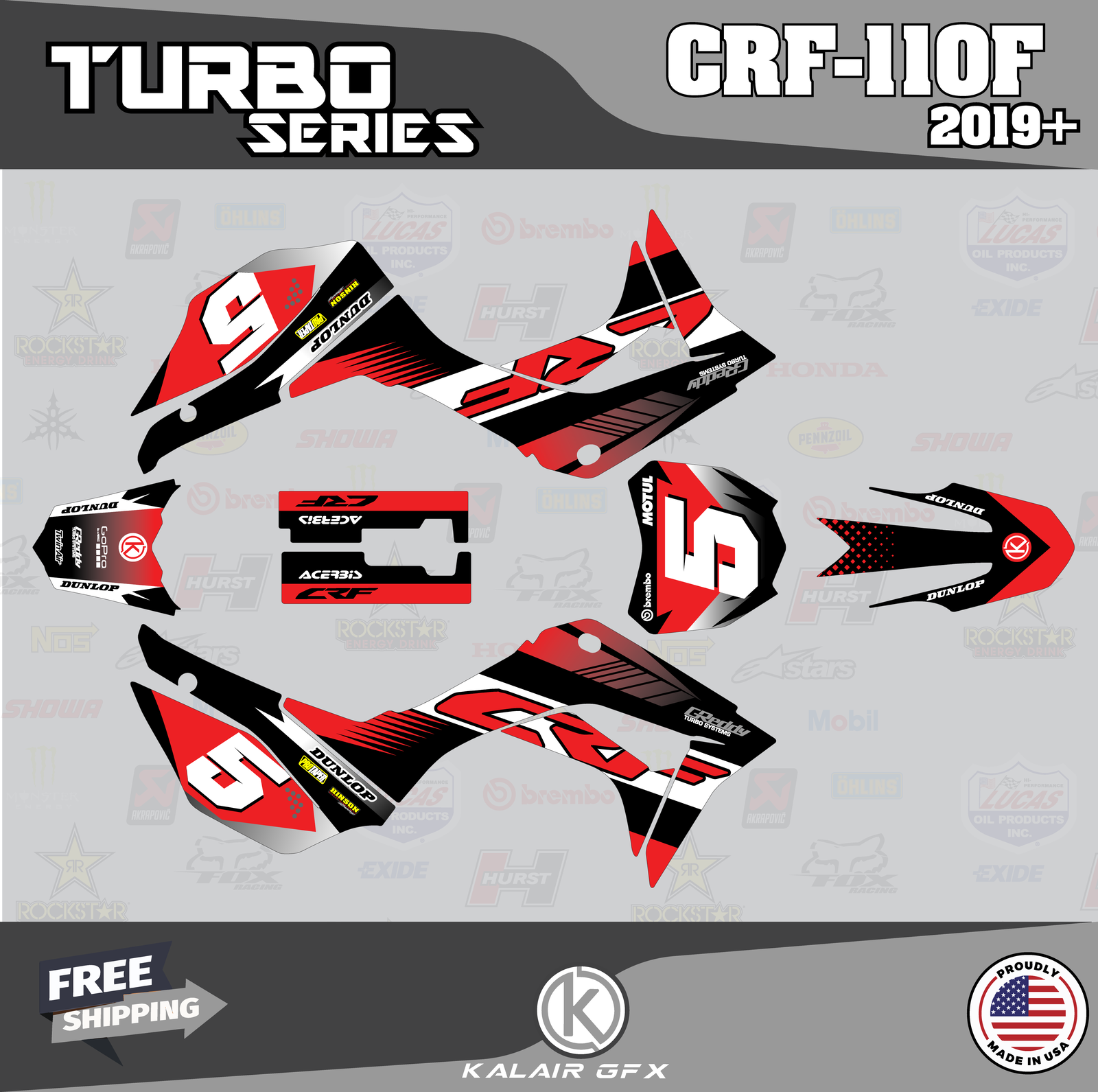 Graphics Kit for HONDA CRF110F CRF110 (2019-2024) Turbo-Red | eBay
