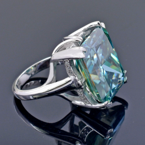 15 ct Lab Created Blue Diamond Engagement Ring In 925 Sterling Silver ...