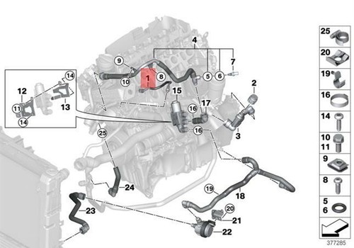 Genuine BMW F10N Cooling System Radiator Cylinder Head Pipe OEM ...