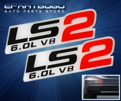 2X Ls2 6.0L V8 Emblem Badge Sticker Decal Exterior Interior Hood Fender ...