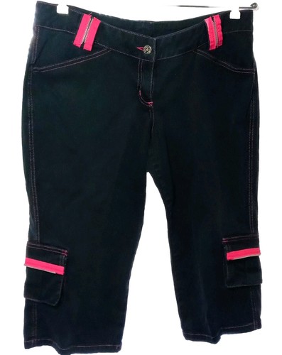 Serious Y2K HOT PINK Black ZIPPER CAPRI PANTS TORRID HOT TOPIC 14 PLUS ...