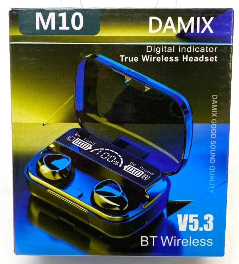 DAMIX M10 V5.3 BT/BLUETOOTH WIRELESS EARBUDS + CHARGING CASE ...