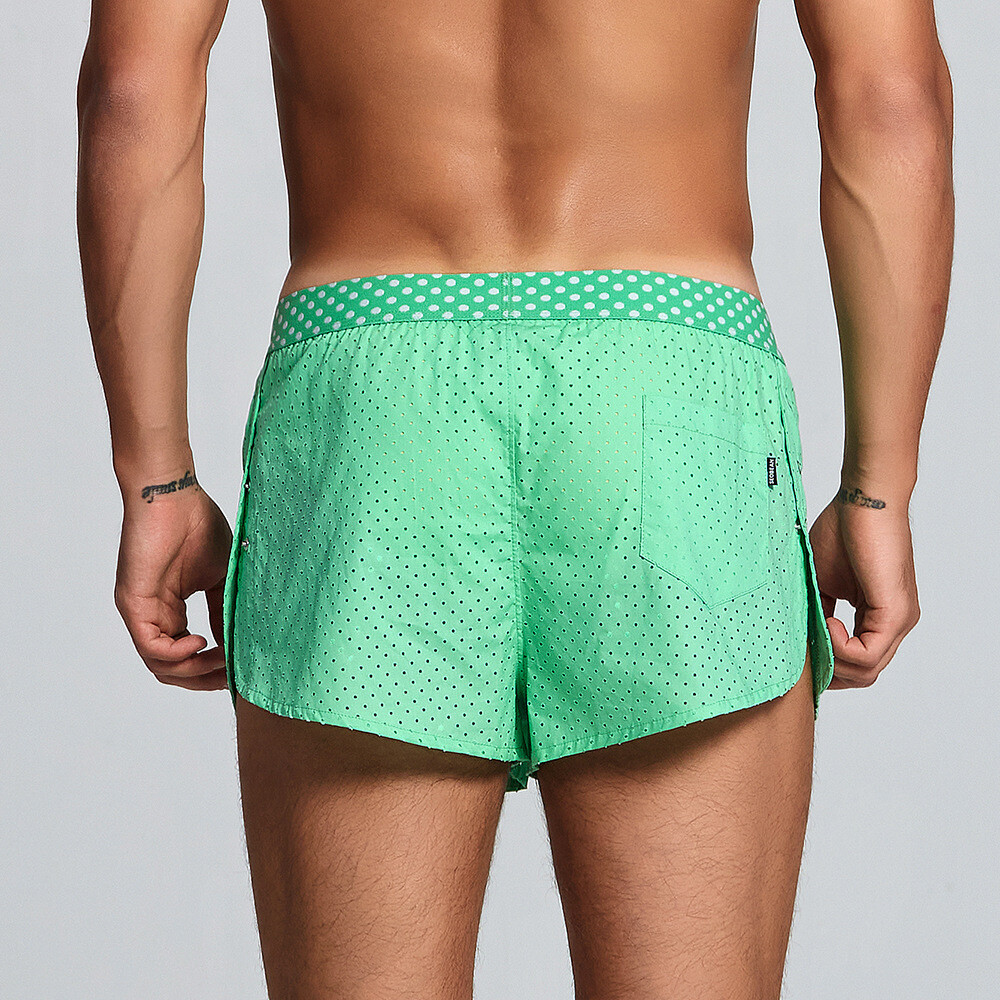 Seobean Men's Sexy Cotton Home Shorts Comfy Button Split Mesh ...