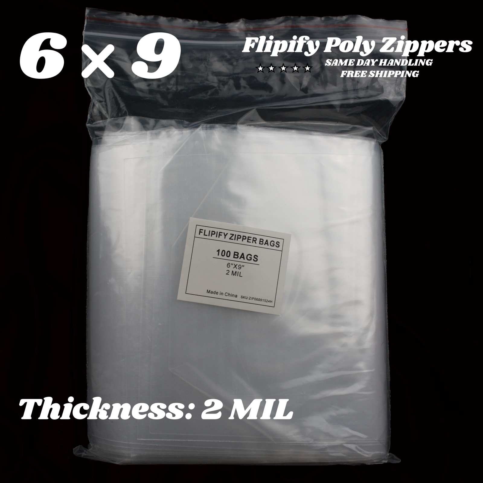 6x9 Clear 2 Mil Zip Poly Plastic Zipper Bags Reclosable Large Lock ...