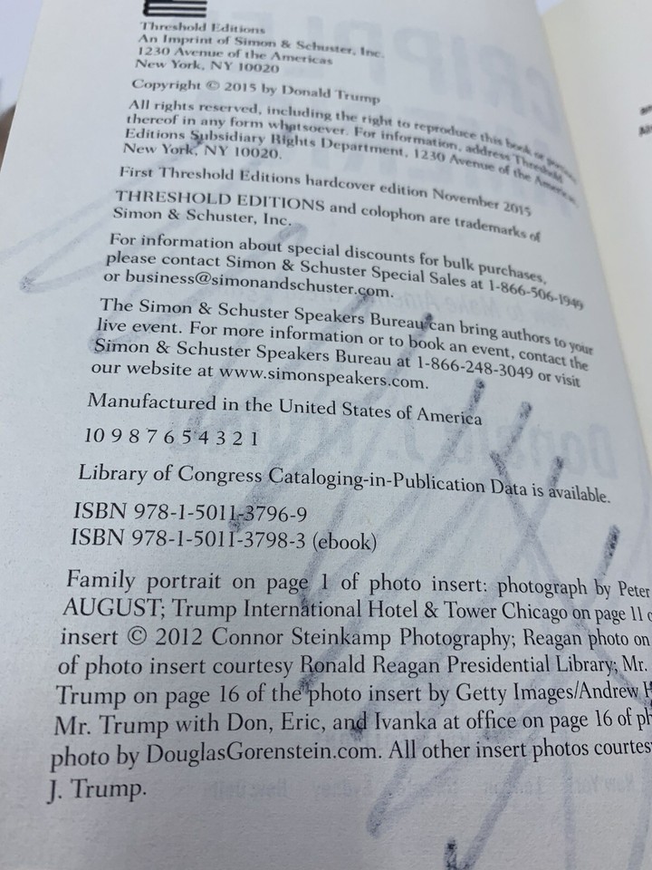 DONALD TRUMP SIGNED AUTOGRAPHED CRIPPLED AMERICA HARDCOVER BOOK ...