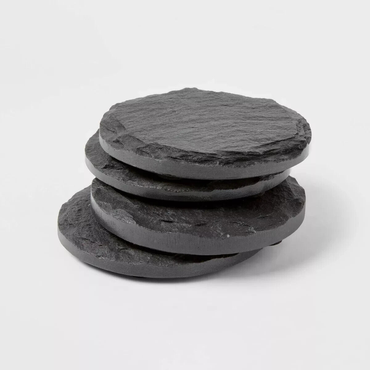 Round Slate Stone Coasters for Drinks, Tea, Coffee Coasters, Set of 4 ...