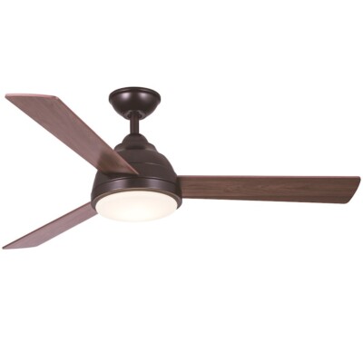 Wind River Fans Neopolis Oiled Bronze 52" Ceiling Fan, White Glass ...