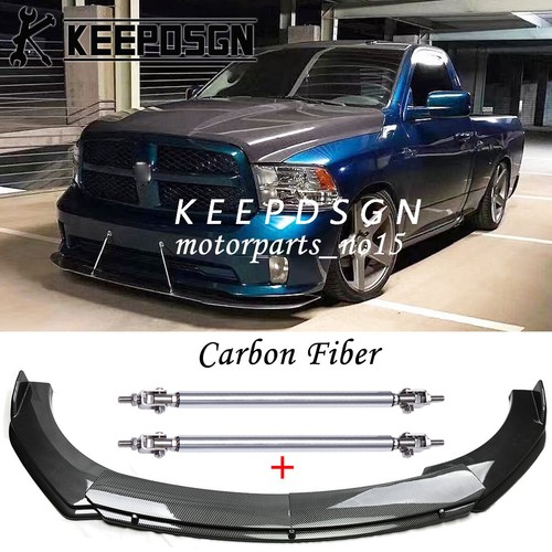 For Dodge RAM 1500 Pickup Carbon Front Bumper Lip Splitter Spoiler w ...