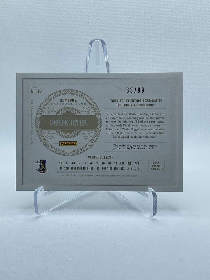 2012 Playoff Prime Cuts Century /99 Derek Jeter #17 HOF New York ...