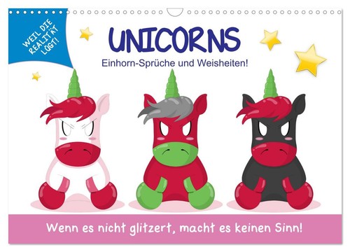Unicorns. Unicorn sayings and wisdom!, US-Version (Wall Calendar 2026 ...