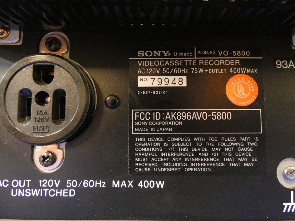 Sony VO-5800 3/4" UMatic Videocassette Recorder, Working (Pickup NJ, NO ...