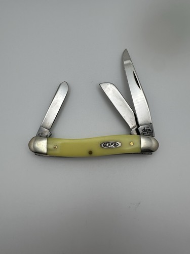 2002 Case XX 3318 CV Medium Stockman Yellow Handle Pocket Knife 3 Blade ...
