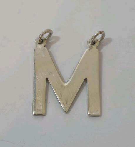 Solid Silver Initial Letter M Sterling Silver Pendant 25mm x 18mm | eBay