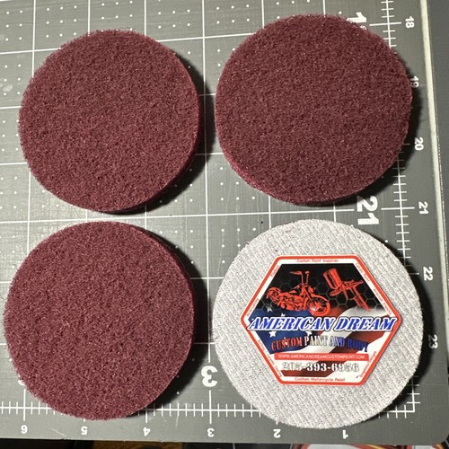 3” DA Sander Red Scuff Pads 320 400 Grit Scuffing Pad 4pcs 4X Autobody ...