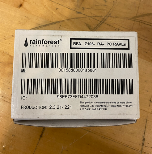 Rainforest Automation RFA-Z106-RA-PC RAVEn USB ZigBee Smart Meter ...