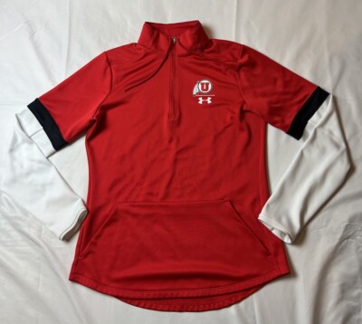 Under Armour Utah Utes Athlete Issue LS Zip Pullover Red Women's Medium ...