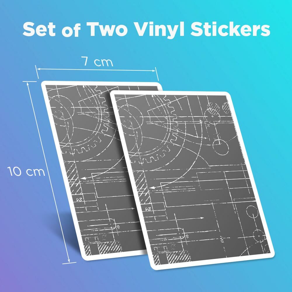 2 x Vinyl Stickers 7x10cm - BW - Technical print #38330 | eBay