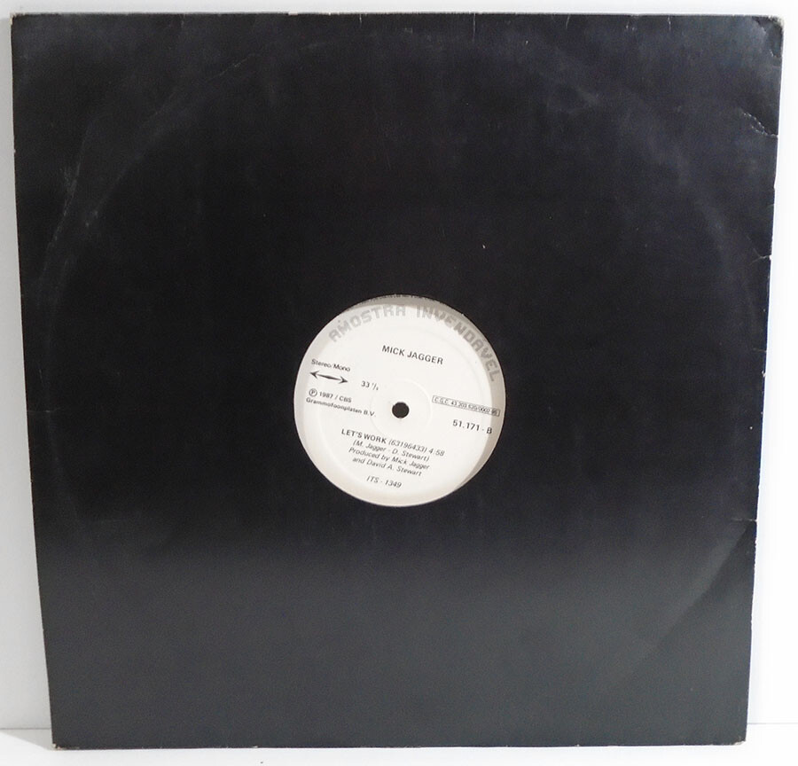 MICK JAGGER LET'S WORK BRAZIL 1987 PROMO SINGLE 12" LP W/ PRESS RELEASE ...