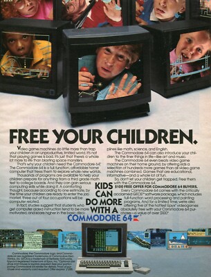 1987 Commodore 64 Computer Vintage Print Ad Free Your Children | eBay