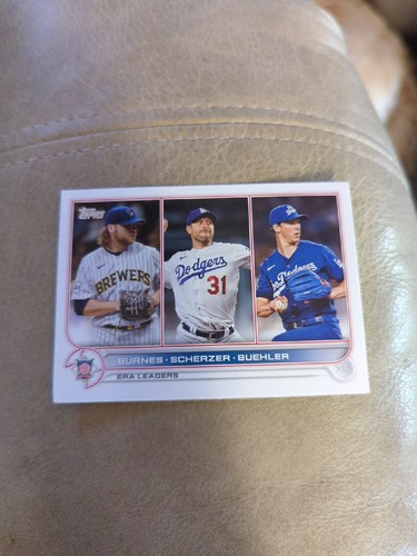 2022 Topps #204 Corbin Burnes/Max Scherzer/Walker Buehler LL Brewers ...