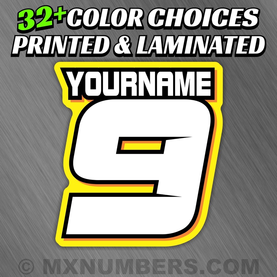 3 Custom Racing Number & Name Plate Decals 4 Colors SX MX ATV Go Kart ...
