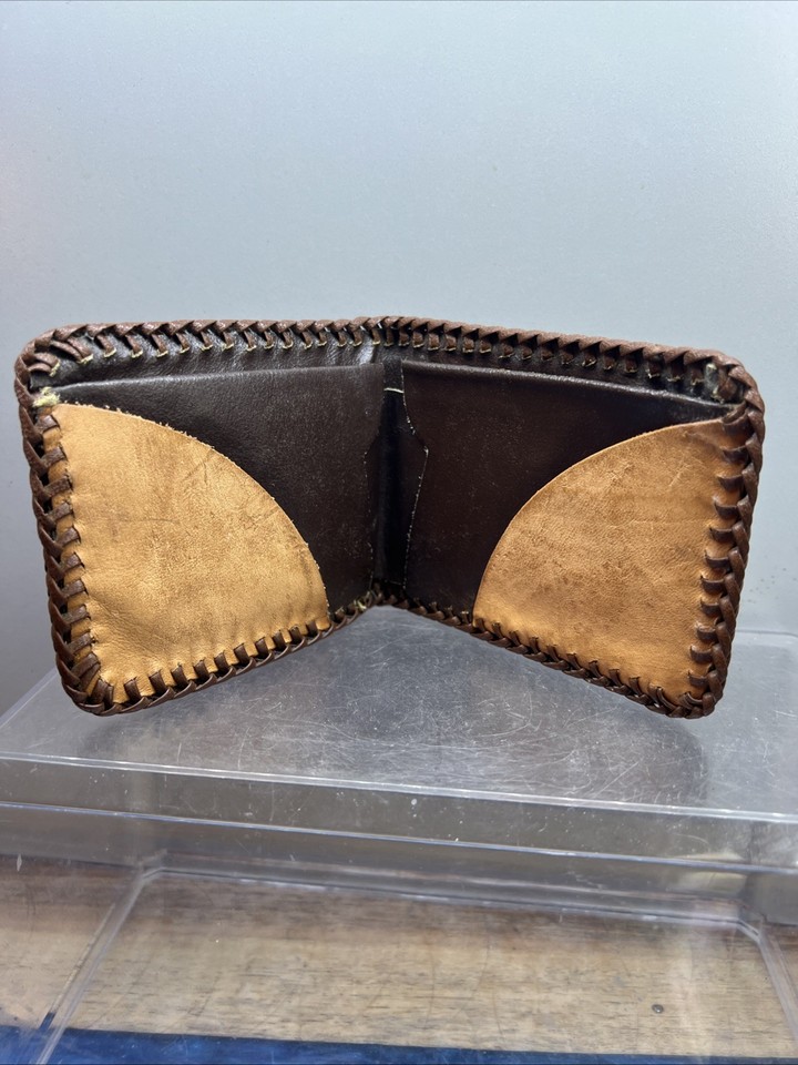 Vintage Leather Wallet Hand Tooled Floral Embossed Cutouts Floral ...
